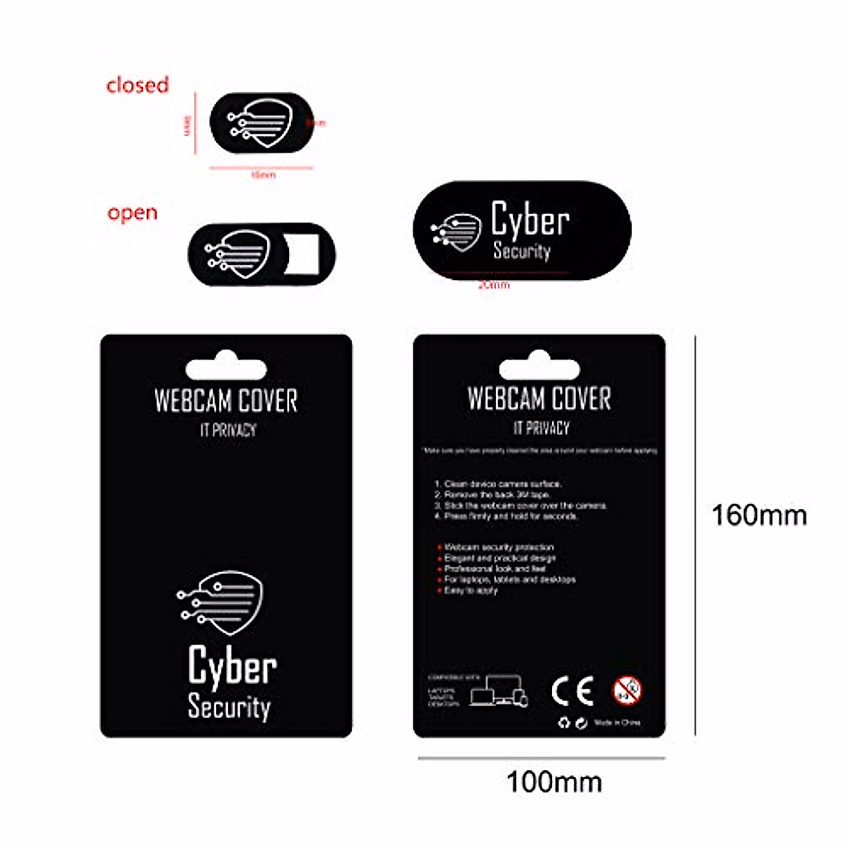 Webcam Cover Webcam Cover Slide for Laptop/Phone Protect Your Privacy and Security -4 pcs Family Pack- 2 for Laptop 2 for Phone by Cyber Security