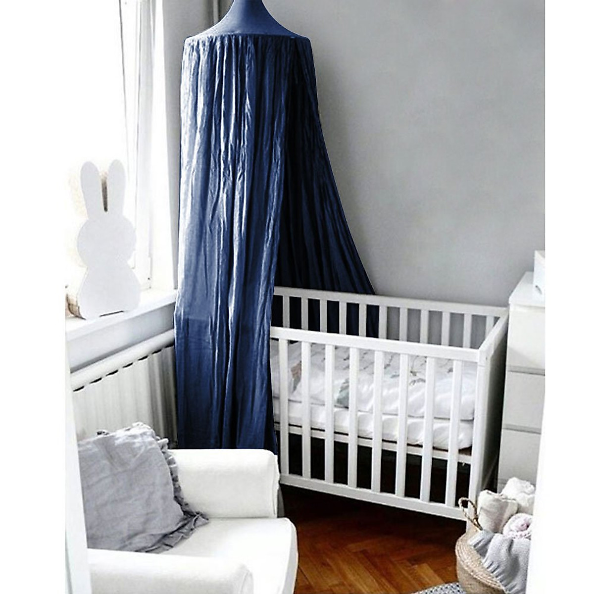 Yosoo Baby Bedding Round Dome Bed Canopy Kids Play Tent Hanging Net Curtain for Baby Kids Reading Playing Sleeping Room Decoration, Dark Blue