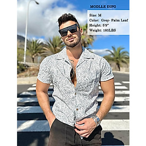 COOFANDY Men Linen Aloha Shirts Button Up Lightweight Beach Wear Wedding T Shirts