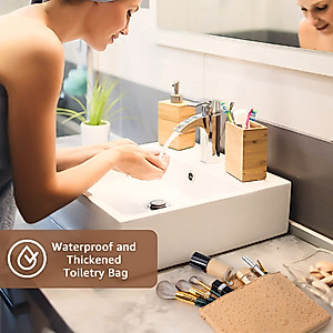 JANSAMN Makeup Travel Bag Cosmetic Bag, Toiletry Bags for Traveling, Silicone Waterproof Brushes Bags for Women, Portable Clear Makeup Bags for Girls（Khaki）