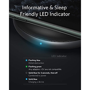 Anker 15W Max Wireless Charger with USB-C, PowerWave Alloy Pad, Qi Certified Fast Charging for iPhone SE, 11, 11 Pro, 11 Pro Max, X, Xs, Xr, Galaxy S20 S10 S9, Note 10, Note 9 & More (No AC Adapter)