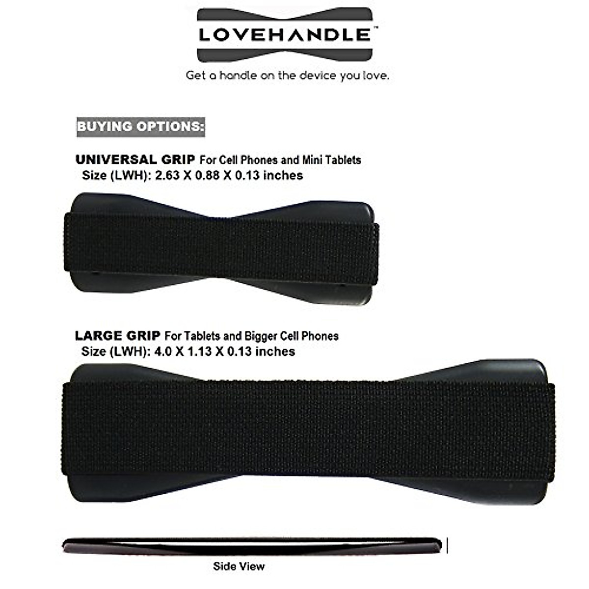 Universal Grip for Most Smartphones, Mini Tablets and Cases, Blue Colored Base with Black Strap, LH-01Blue