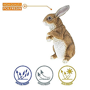 CLEVER GARDEN Rabbit Garden Statue Outdoor Décor, Resin Figurine Decoration for Lawn, Yard, Patio, Porch, and More