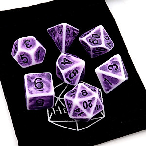Haxtec Ancient DND Dice Set 7PCS Purple Polyhedral Dice for Dungeons and Dragons Pathfinder RPG