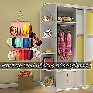 JOYMOMO Hanging Headband Holder for Girls,Felt Headband Organizer Headband Storage Holder Organizer for Headband (Without Headbands) (Pink)