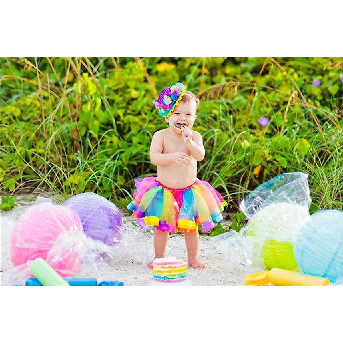 traderplus Rainbow T-Shirt and Ballet Tutu Skirt with Hair Bows Set for Baby Girls (4-6 Years)