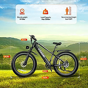 Osoeri 26" x 4" Fat Tire Electric Bike for Adults, 65Miles Range 48V 20Ah LG Cells Battery Ebike, 750W Brushless Motor 28MPH Shimano 7-Speed Electric Bicycle, Lockable Suspension Fork, UL Certified