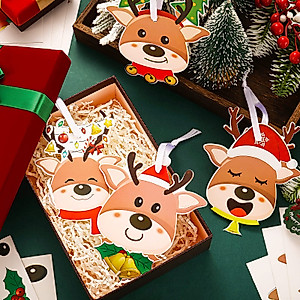 Yinder 48 Pcs Christmas Craft Kit Bulk Christmas Arts and Crafts DIY Christmas Tree Ornament Kit Make Your Own Xmas Tree Ornaments Self Adhesive Sticker Sheets for Xmas Tree(Christmas Reindeer)