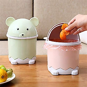 Kariwell Mini Trash Can with Lid - Cute Animal Desktops Trash Can, Rubbish Storage, Garbage Bin for Office Kids Bedroom Use