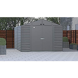 Arrow Shed Select 10' x 14' Outdoor Lockable Steel Storage Shed Building, Charcoal & Floor Frame Kit for Arrow Classic and Select Storage Sheds, Extra Large Sheds