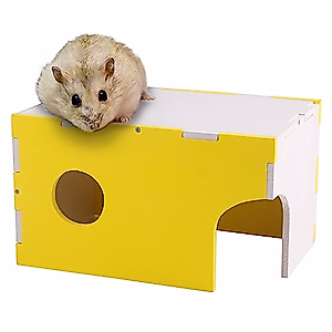 MILIFUN Hamster Houses and Hideouts, Chinchilla House Dwarf Hamster Hideout with Climbing Ladder Slide, Multi-Chamber Small Animal Maze Hut for Hedgehog Syrian Mice Hideout.