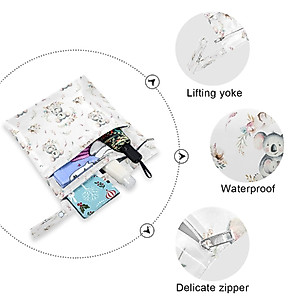 Blueangle Little Baby and Mom Koala Wet Dry Bag for Cloth Diaper, Swimsuit & Travel - Water Resistant Wet Bags - Perfect for Wet Clothes, Toiletries, Beach, 2 Pack