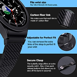BEIZIYE Compatible for Samsung Galaxy Watch 4 Band 40mm 44mm 47mm Bands Carbon Fiber Bands, Samsung Galaxy Watch 6 5 4 Classic Men's No Gap Strap Fashion Lightweight Band