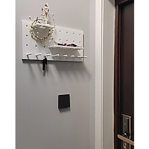 HGYZE Plastic Pegboard Wall Organizer, White, 22 x 22 x 1.5 in, Includes 4 Wall Shelves, 8 Hanging Boards, 24 Hooks