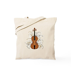 CafePress Violin Swirls (For Dark Colours) Tote Bag Canvas Tote Shopping Bag