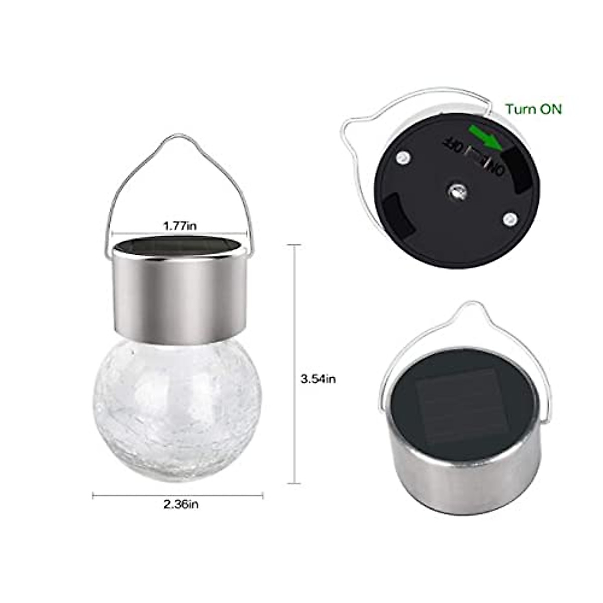 lynn White Solar LED Hanging Light,Glass Ball Lighting for Garden Home Wall Decor