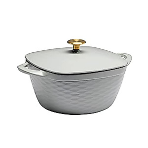 Prisma 7 Qt Enameled Cast Iron Covered Square Dutch Oven (Gray)