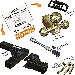 Tri-Ball Adjustable Trailer Hitch – Fits 2-inch Receiver, 5.70-inch Drop, Trailer Hitch, Tri-Ball Hitch, Adjustable, Ball Mount Hitch - 10,000 LBS, 1-7/8, 2 and 2-5/16 inch Balls, Solid Tube Hitch