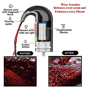 Electric Wine Opener Gift Set, Electric Wine Aerator Pourer, Wine Decanter Set, Vacuum Wine Stopper, Automatic Wine Dispenser Pump, Rechargeable Wine Bottle Opener (Black)