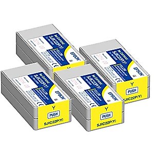 Genuine SJIC22P 4 (Four) Pack Yellow Ink Cartridge Kit for TM-C3500 C33S020583