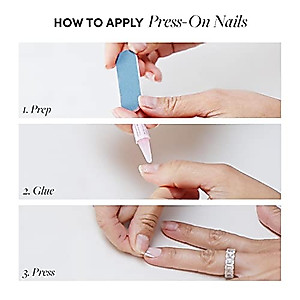 Glamnetic Press On Nails - Caviar | Semi-Transparent, Short Almond Nails, Reusable | 15 Sizes - 30 Nail Kit with Glue