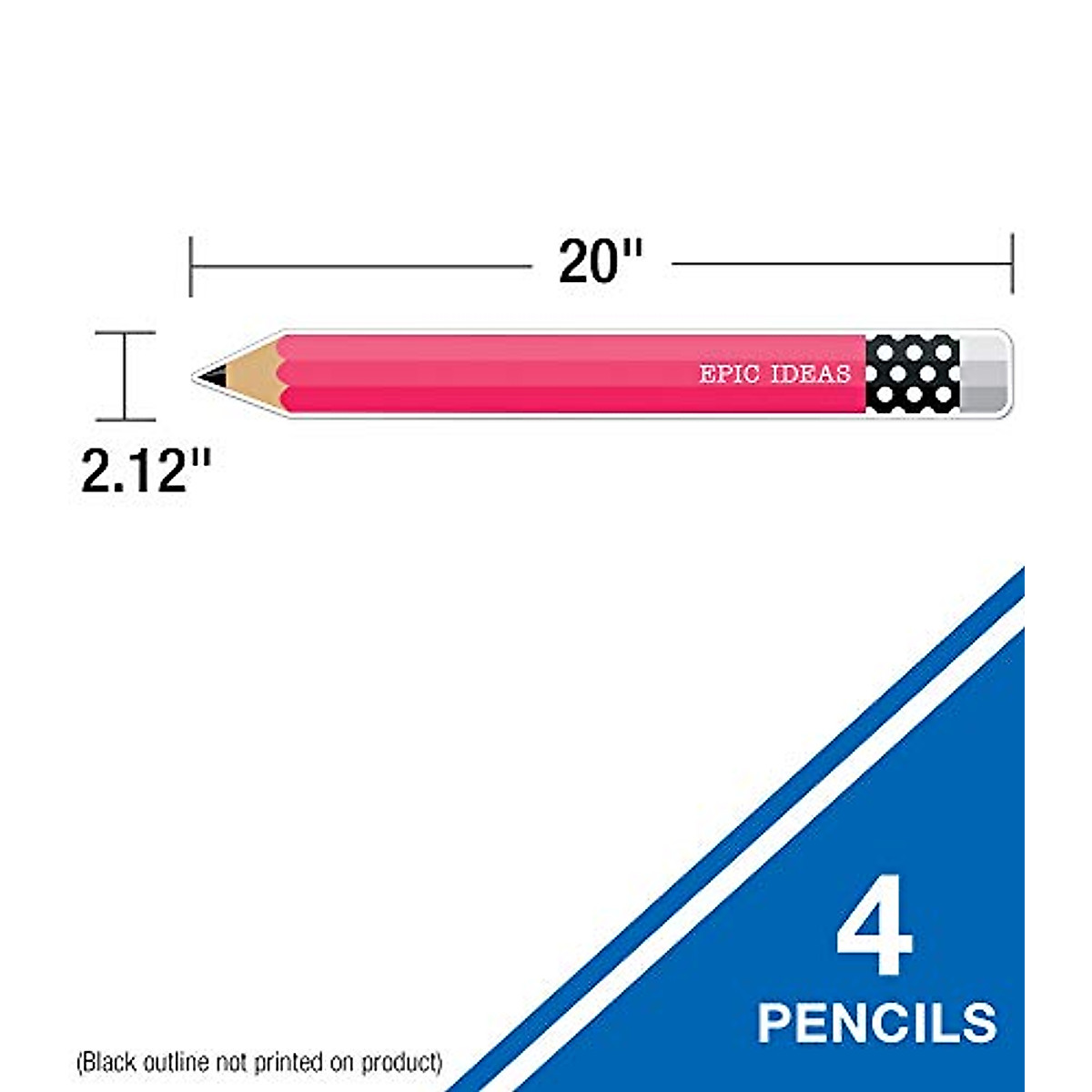 Schoolgirl Style Black, White and Stylish Supplies Bulletin Board Set?Notepad, Pencils, Pencil Pouches, Apple, Paper Clips, Scissors, Eraser, Glue Cutouts (23 pc)