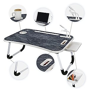 TZT 23.5" Portable Laptop Desk ,Laptop Stand for Bed with USB Charge Port, Laptop Desk for Bed ,Multi-Function Notebook Stand for Working, Reading (Gray)