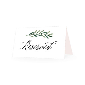 25 Greenery VIP Reserved Sign Tent Place Cards For Table at Restaurant, Wedding Reception, Church, Business Office Board Meeting, Holiday Christmas Party, Printed Seating Reservation Accessories Seat