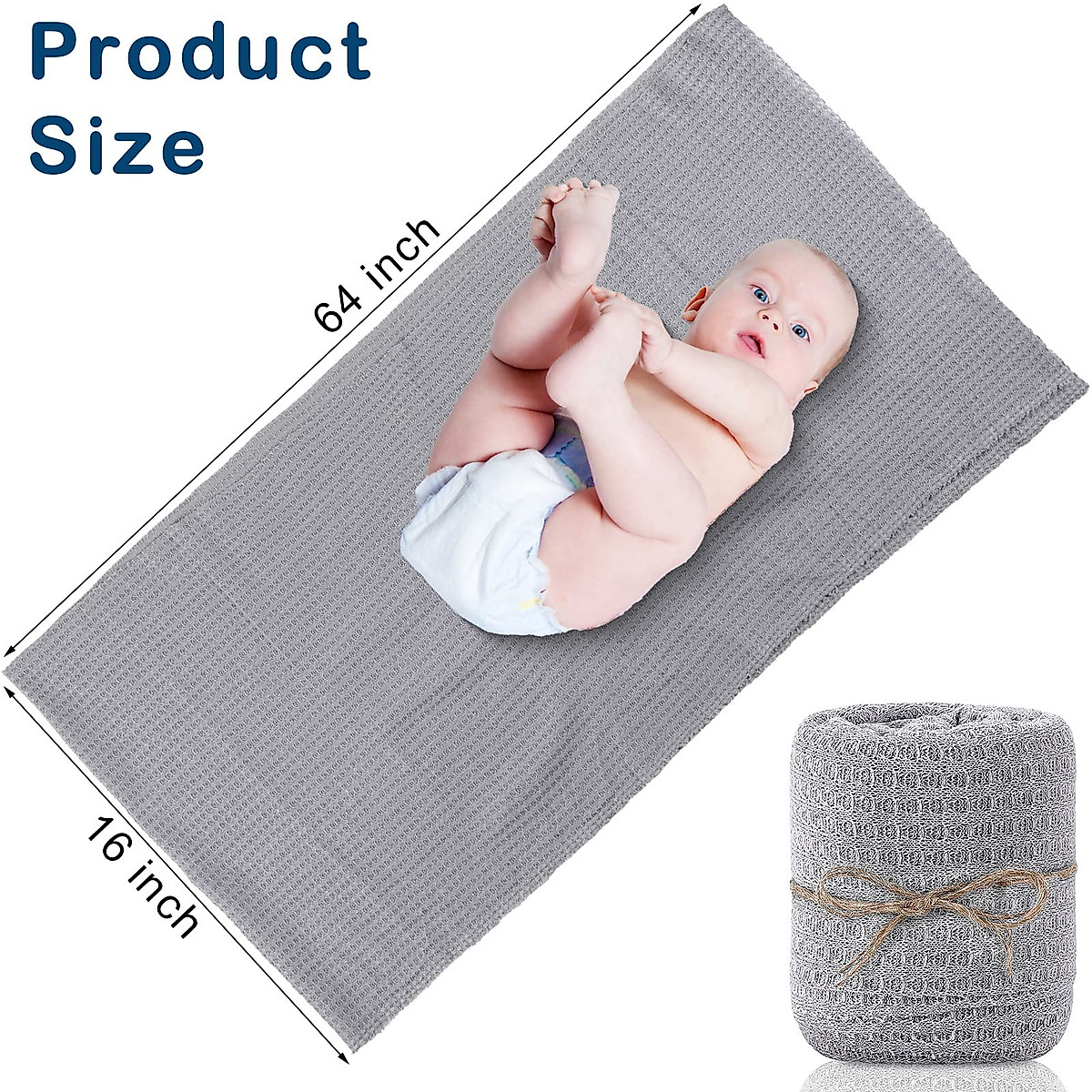 6 Pcs Baby Wrap Newborn Baby Knit Stretch Wrap Baby Blankets Unisex Newborn Photography Wraps Props Baby Swaddle Wrap Nursery Swaddling Blankets Receiving Blankets for Infant Babies, 64 x 16 Inch