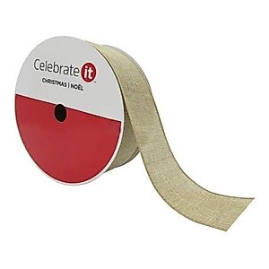 2.5" Faux Linen Wired Ribbon by Celebrate It Christmas