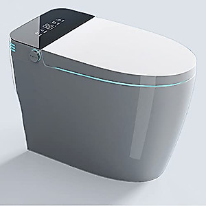 Smart Toilet with Bidet Built in, Foot Sensing Toilet Bidet Combo with Auto Flush, Warm Water, Heated Bidet Seat, Dynamic Night Light, LCD Display, Modern Design Electric Tankless Toilets in 1.28GPF