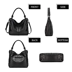 KL928 Purses for Women Shoulder Handbag Top Handle Hobo Tote Bags, PU Leather (Black-2)