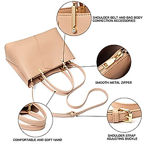 HENG REN Women's Handbags Shoulder Bags,Upgraded Version Medium Classical Style Purses Top Handle Satchel Bag for daily. (apricot)