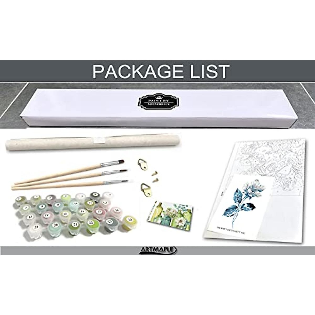 Artmaple Paint by Number for Adults Beginner Kids, Ideal Gift Choice for Birthday,Anniversary or Any Festival. DIY Acrylic for Decor Canvas Roll (16x24, Flowers in Glass Bottles)