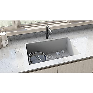 Ruvati 30 x 17 inch Granite Composite Undermount Single Bowl Kitchen Sink - Silver Gray - RVG2030GR