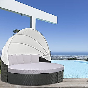 MICTONY Outdoor Daybed Cushion Cover, 66" Replacement Daybed Cover with Elastic Band, Sun Bed Cushion Cover, Outdoor Round Bed Cushion, Cover ONLY (Daybed NOT Included), Grey