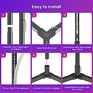 SUGUNING Corner Lamp, Light, Led Floor RGB Light Bar with Remote and App, Modern Minimalist Lit Lamp for Bedroom Living Room, Multi Lighting Modes