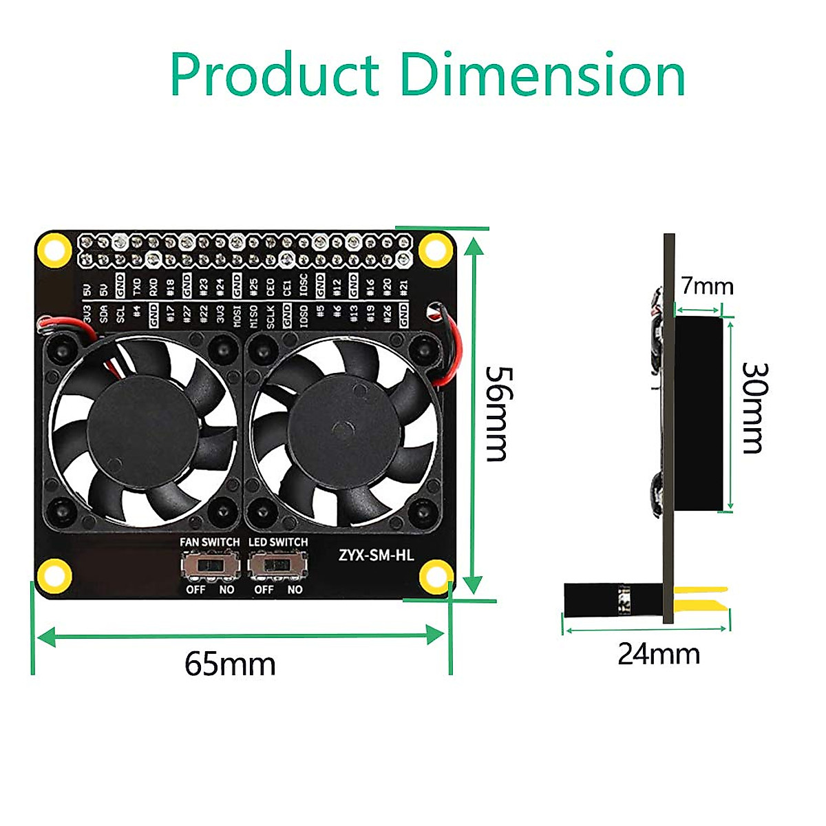 Raspberry Pi 4B Dual Cooling Fans and Automatic Discoloration LED, Raspberry Pi GPIO Expansion Board for Raspberry Pi 4B / 3B+ / 3B / 3A+
