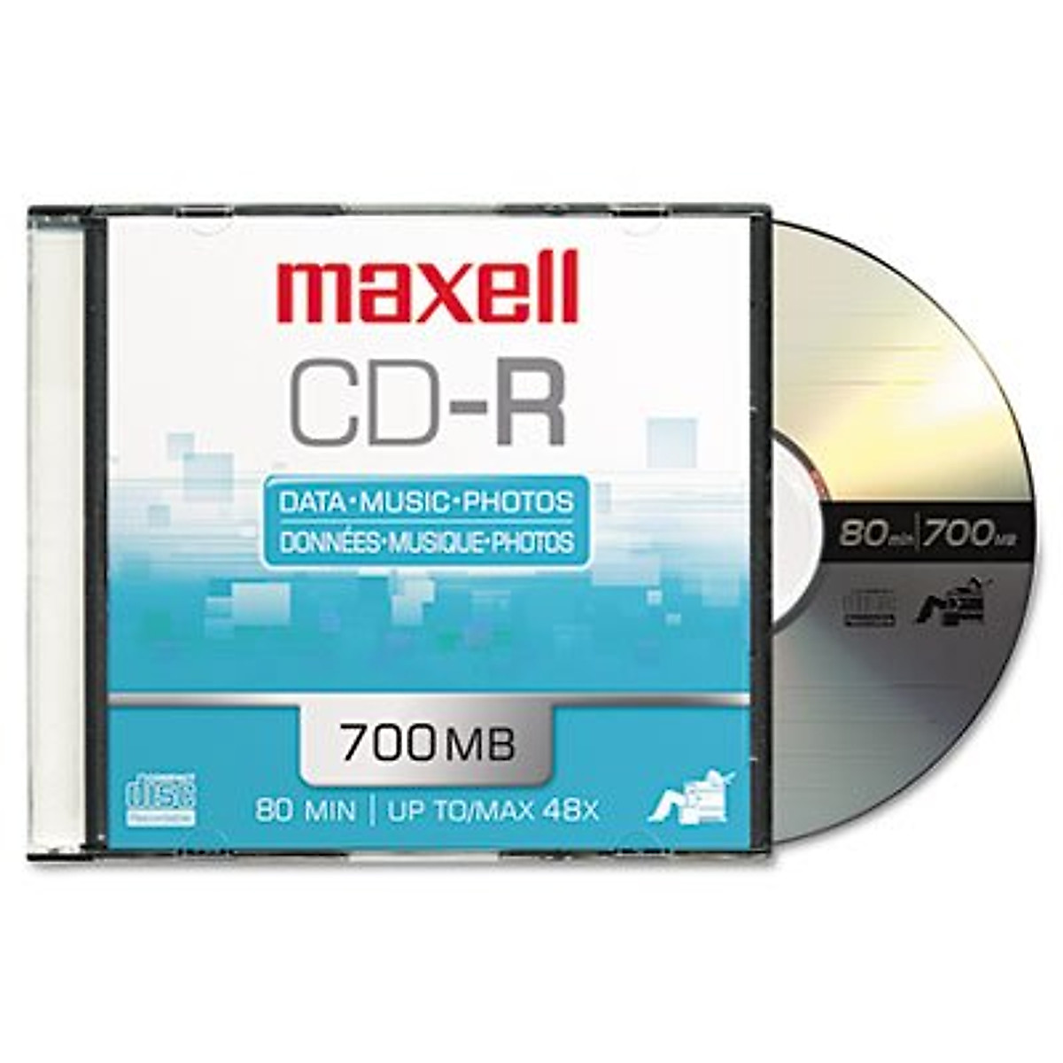 CD-R Discs, 700MB/80min, 48x, w/Slim Jewel Cases, Silver, 10/Pack