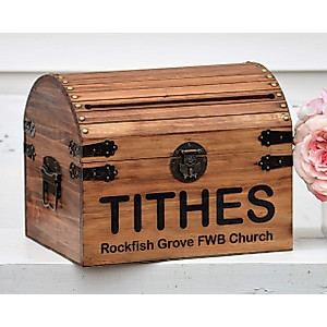 Wooden Tithes Box for Church Collections with Lock and Key Option Rustic Chapel Money Holder Trunk Fundraising Charity Donation Ballot Suggestions Box