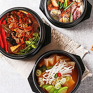 Korean Cooking Korean Stone Bowl By Whitenesser, Stone Pot Sizzling Hot Pot for Bibimbap and Soup (Small, No Lid) - Premium Ceramic with Melamine Tray (28 Oz)