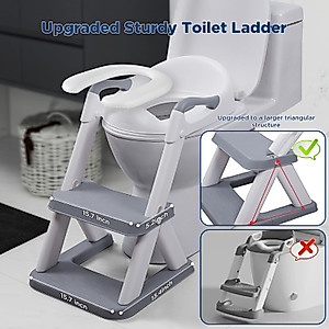 EzyWay Potty Training Seat with training stickers, upgraded Toddler training Seat for Kids Boys & Girls, 2 in 1 Potty Training Toilet for Kids with Splash Guard Anti-Slip Pad Step Stool (Gray)