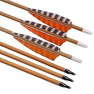 ELONG 6pk 30" Archery Carbon Arrows Wood Camo Spine 600 Recurve Bows Turkey Feather Arrow