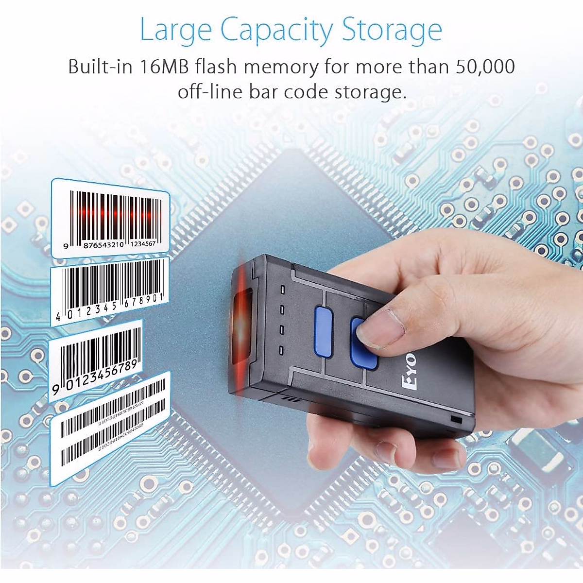 Portable Bluetooth Barcode Scanner Wireless, Eyoyo 2877 CCD Mini Handheld CMOS UPC Barcode Reader Compatible for POS, iPad, iPhone, Android Phones, iOS Work for Store, Book, Library Inventory