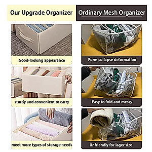 GUMIFOTNE Wardrobe Clothes Organizer,Large Size(18.5inch) Foldable Closet Organizers And Storage For Jeans,Sweater,Pants,Dress.Washable Drawer Organizers (7girds+9girds)