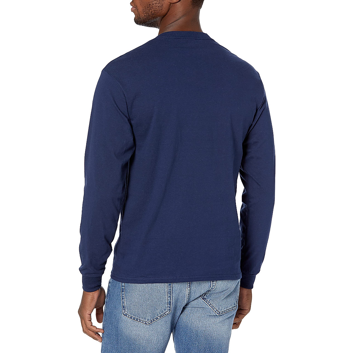 Hanes mens Hanes Men's Beefy Heavyweight Long Sleeve T-shirt Shirt, Navy, X-Large US