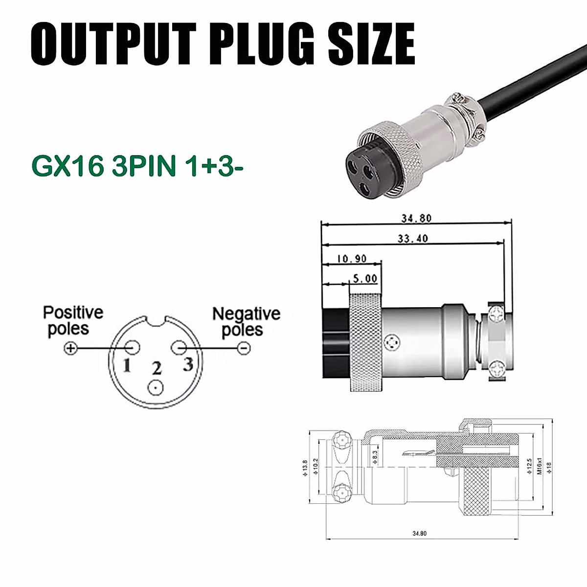 84V 5A Li-ion Battery Smart Charger for 20S 72V Li-ion Battery Black Aluminum Case with Cooling Fan (GX16 1+ 3- Plug)