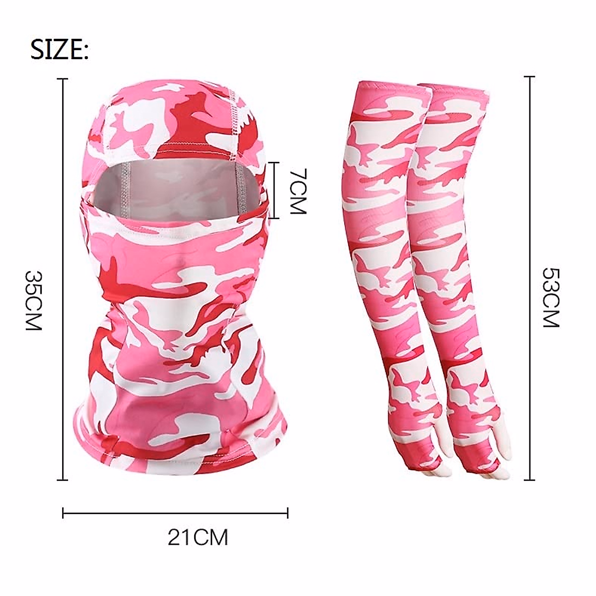 SmilerSmile Balaclava Face Mask UV Protection for Men Women Sun Hood and Arm Sleeves with Finger Hole (camo Light Grey)