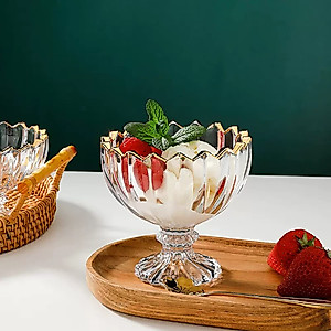 Z·Bling 2 PCS 120ml Dessert Bowls Footed Glass Cups,Small Size,for Dessert,Yogurt,Ice Cream,Cocktail,Trifle,Pudding,Christmas Holiday Party