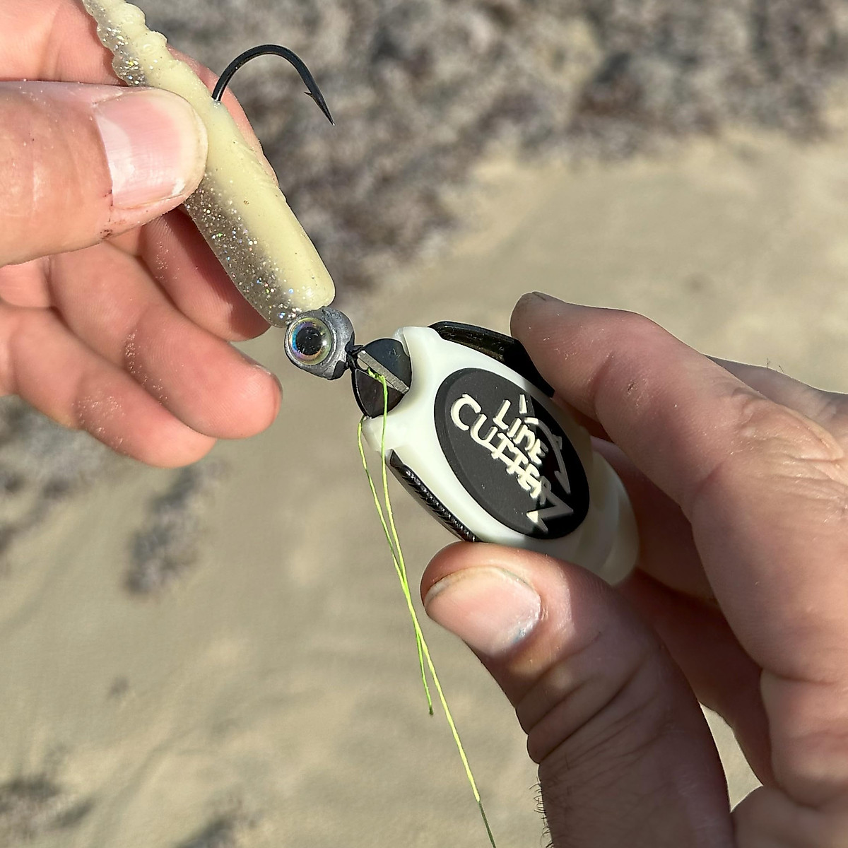 LINE CUTTERZ Patented Dual Hybrid Ceramic Cutter + Stainless Steel Micro Scissors Fishing Line Clipper - Glow-in-the-Dark